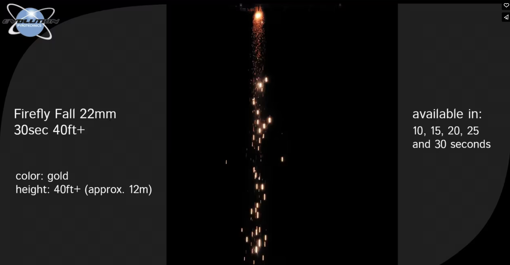 Evolution Firefly Fall 22mm 30sec 40ft+ - Evolution Pyrotechnics